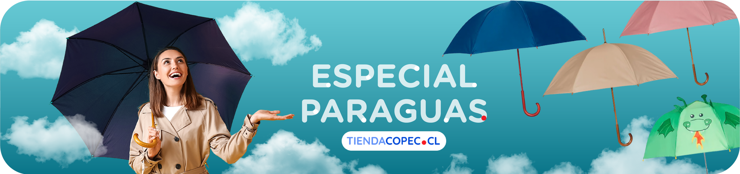 Paraguas retráctiles y clásicos de colores – Tienda Copec
