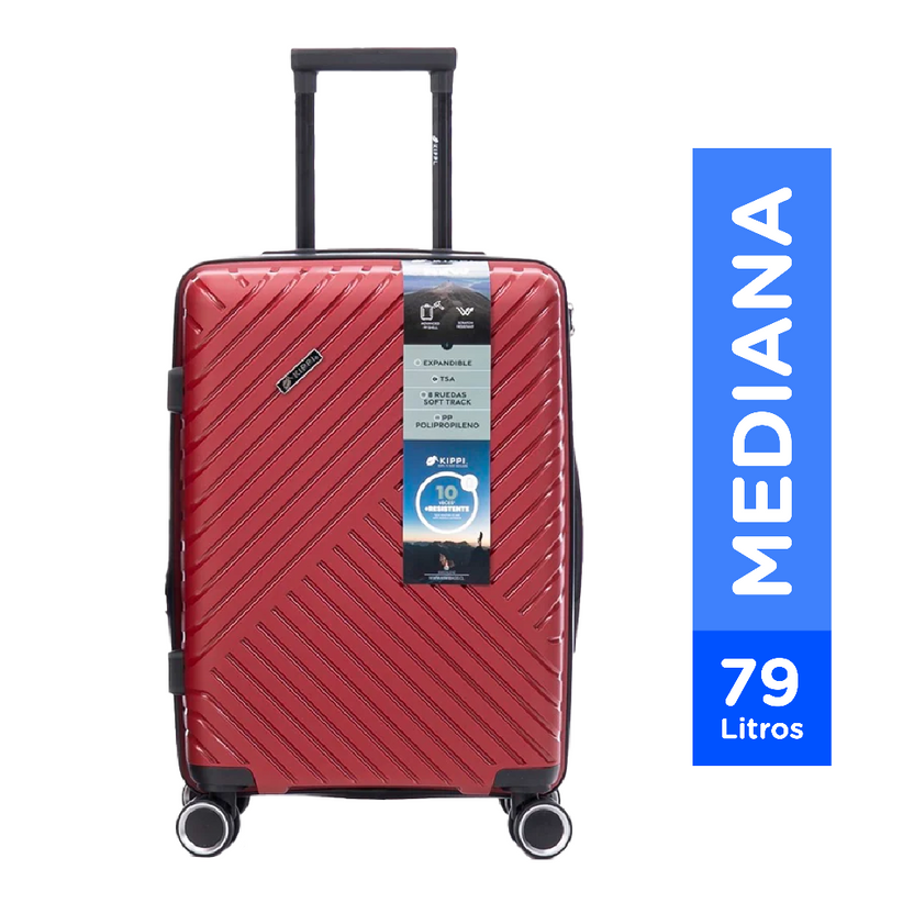 Maleta Kippi (M) Rígida Ultra Resistente y Expandible Rojo – Tienda Copec